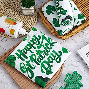 4 Pieces St. Patrick's Day Hand Towels Irish Shamrock Kitchen Towels Bath Towels Dish Towels Bathroom Towel for St Patrick's Day Decoration