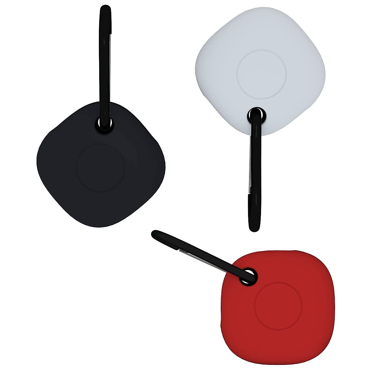 BLLQ Soft Silicone Cover Case with Key Ring Keychain Clip Compatible with Samsung Galaxy SmartTag + Plus/Sam Sung Galaxy SmartTags,3 Pack, Black/White/Red