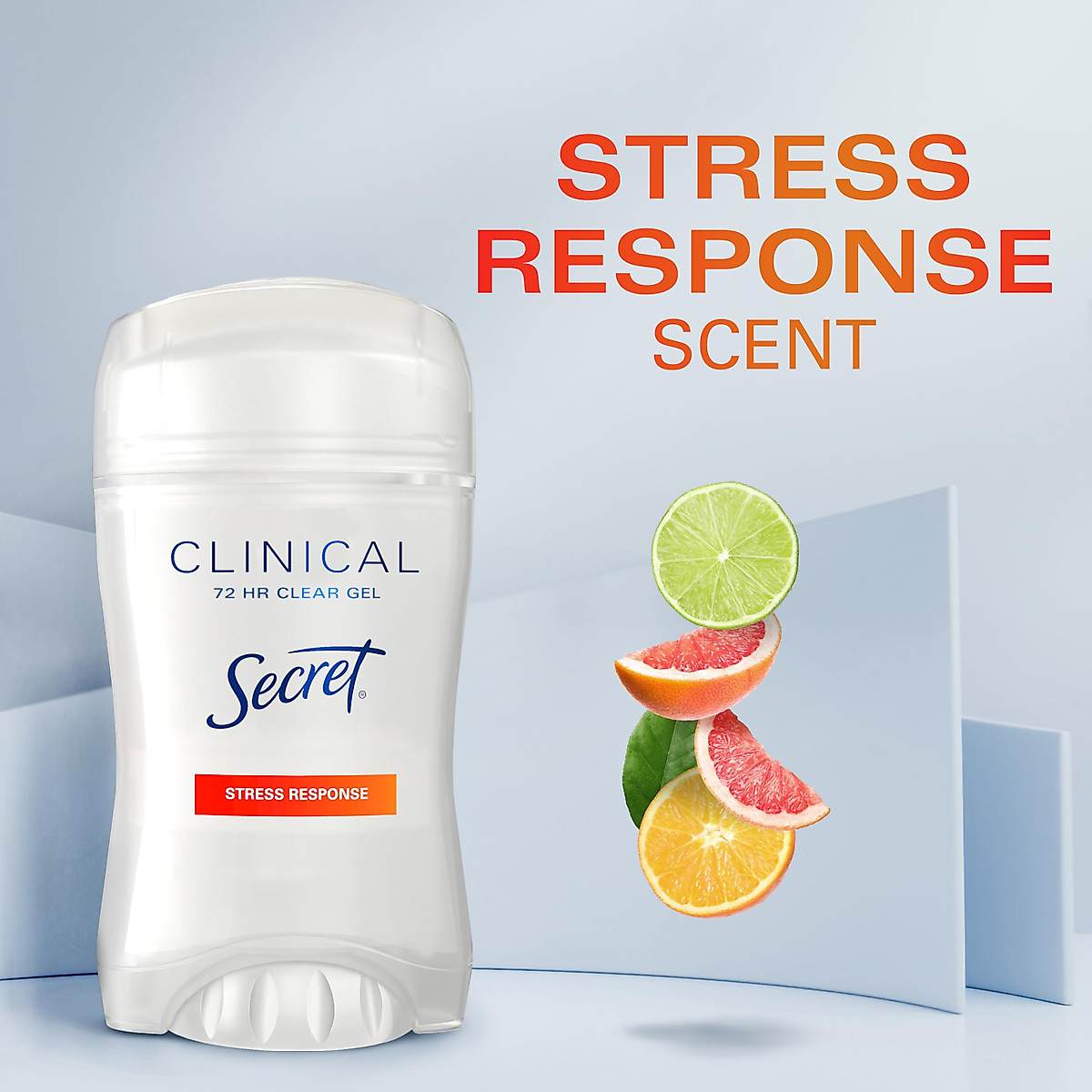 Secret Clinical Strength Antiperspirant Deodorant for Women, Stress Response, 3X Stress Protection, 72hr Sweat & Odor Protection, PH Balancing Minerals, Clear Gel, 1.6 oz (Pack of 3)