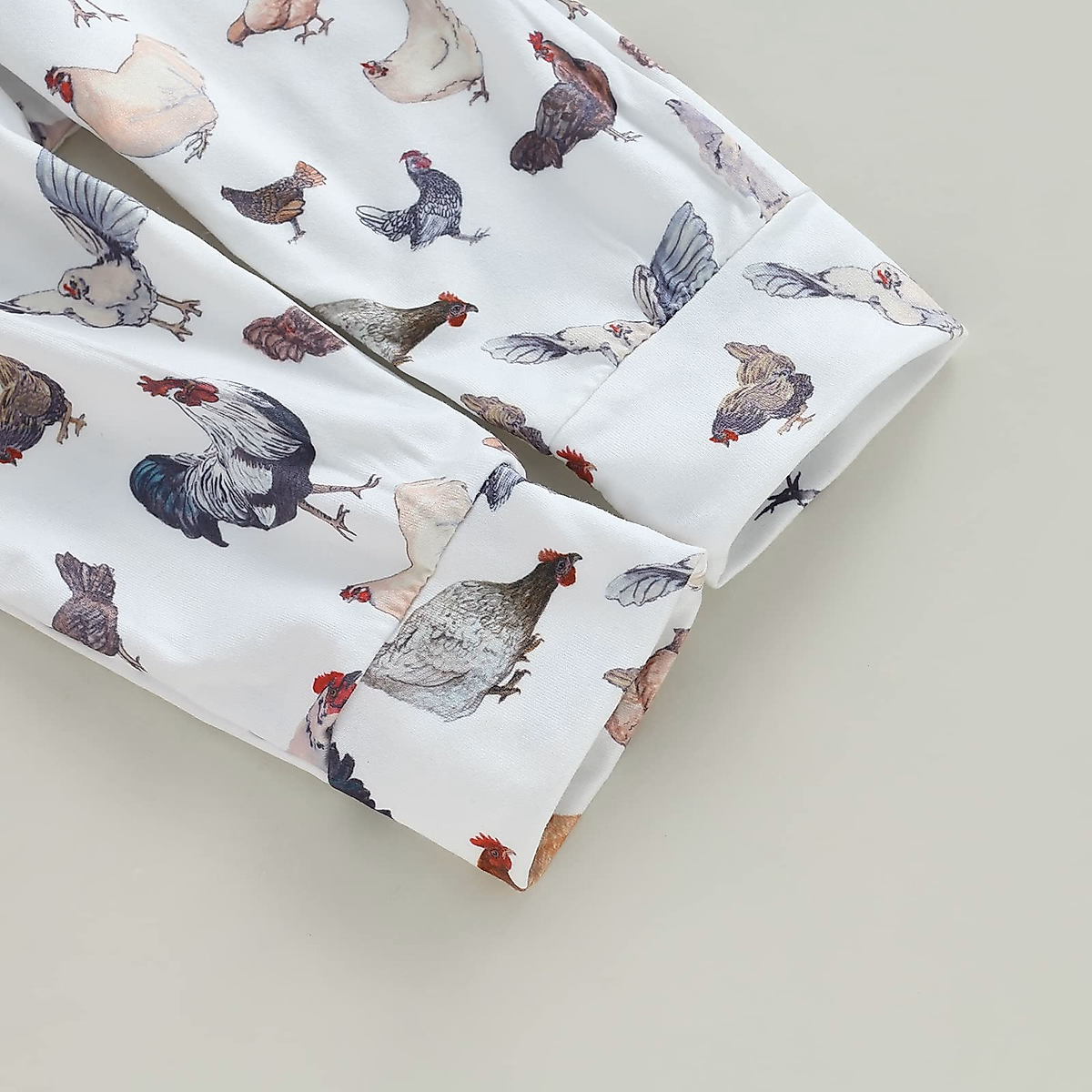 Kayotuas Newborn Baby Boy Girl Clothes Cow Print Romper Bodysuit and Pants with Hat/Headband 3Pcs Western Coming Home Outfits (Little Nugget Chicken Grey, 3-6 Months)