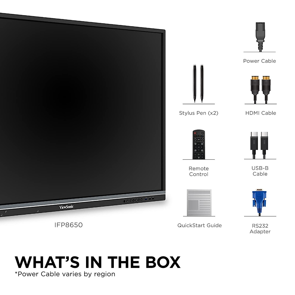 ViewSonic IFP8650 86" 2160p 4K 20-Point Touch, VGA, Display-Port, HDMI