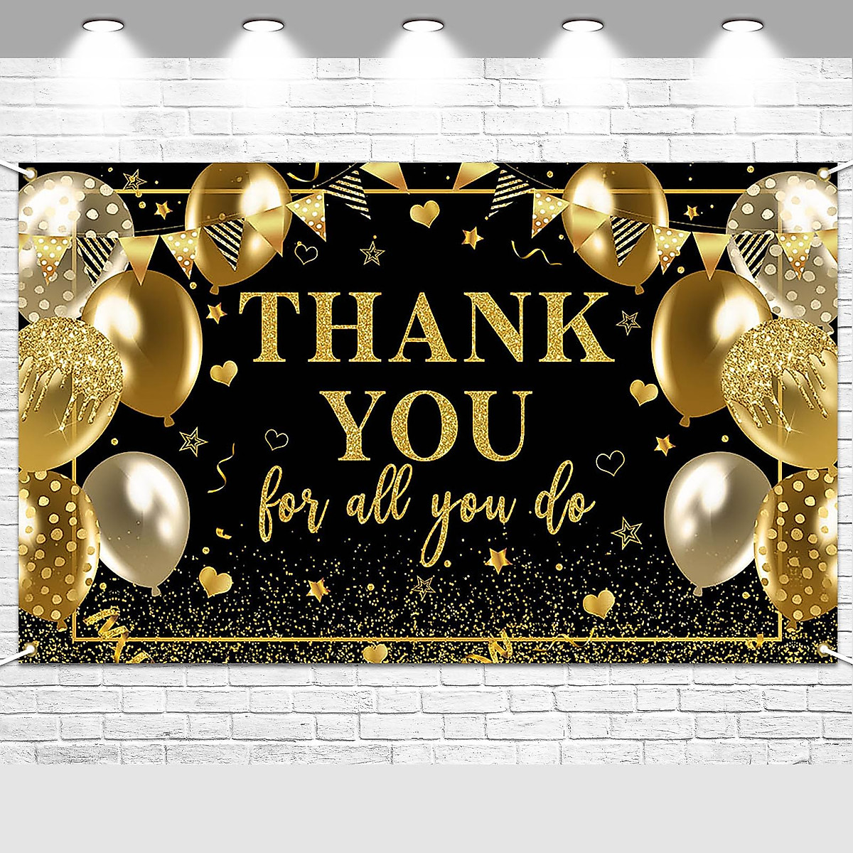 Avezano Thank You for All You Do Banner Backdrop Gold Black Thank You Party Background for Employee Appreciation Decorations Congrats Grad Happy Retirement Teacher Doctor Banner 70.8x43.3inch