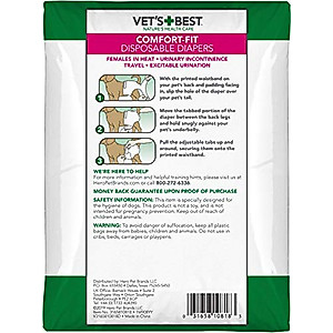 Vet's Best Comfort Fit Dog Diapers | Disposable Female Dog Diapers | Absorbent with Leak Proof Fit | Large/X-Large, 30 Count