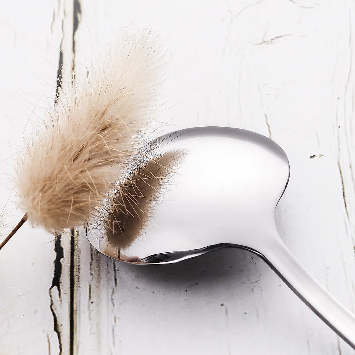 Foamia Soup Spoons, 12-Pack Stainless Steel Spoons Silverware Round Cereal Spoon Dinner Spoons Tablespoons Set for Bouillon Dessert Ice Cream Kitchen Cooking Flatware