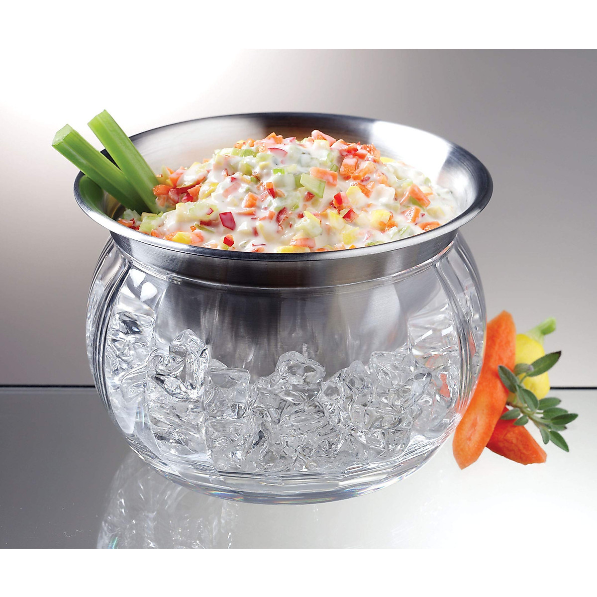 Prodyne Iced Dip-On-Ice Stainless-Steel Serving Bowl 22oz