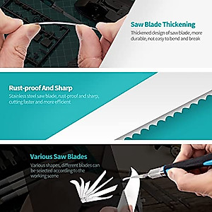 Prozwee Model Craft Hand Saw Kit(with 14PCS Saw Blades),Modeling Knife Hacksaw Tool,DIY Mini Razor Saw Kit for Handcrafted, DIY models and Other Fine Cutting