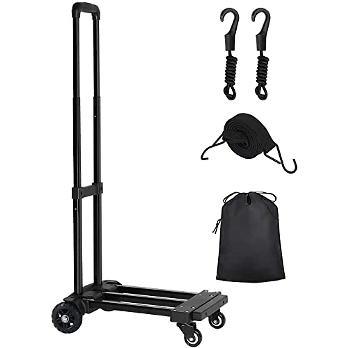 KEDSUM Folding Hand Truck, 290 lbs Heavy Duty Utility Cart with 4 Wheels Solid Construction, Portable Fold Up Dolly, Compact and Lightweight for Luggage, Personal, Travel, Moving and Office Use