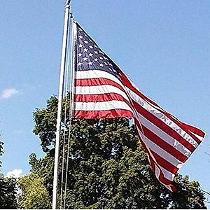 Huouo 50 FT Flagpole Halyard Rope + 2 Pcs 3.5" Flag Swivel Snap Clips - Flag Pole Hardware Accessories Kit Rope with Eye Bolt Hooks