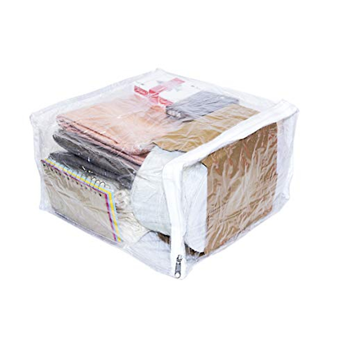 Clear Vinyl Zippered Storage Bags 11 x 11 x 6 Inch 5-Pack for Blankets, Sweaters and Pants