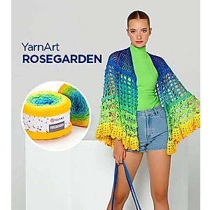 Yarn Art Flowers Rosegarden 100% Cotton 250gr 8.80 oz 1094yds Multicolor Cotton Yarn Rainbow Crochet Yarn Spring Summer (319)