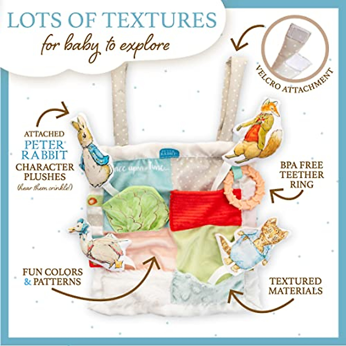 KIDS PREFERRED Beatrix Potter Peter Rabbit Peek-a-Boo On The Go Blanky, Activity Lovey Security Blanket for Babies, Multicolor