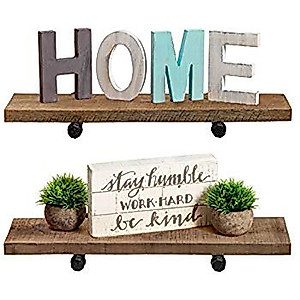 Industrial Floating Shelves Wall Shelf - Floating Shelves Wood Wall Mounted, Hanging Shelves, Floating Shelves Rustic, with Pipe Hardware Brackets (Set of 2) 1.5'' X 7.5'' (Espresso, 24'')