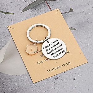 FEELMEM Faith Gift Matthew 17:20 Keychain Mustard Seed Faith Gifts Friend Religious Jewelry Christian Scripture Gift (Faith as-ky)
