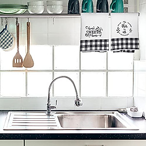 4 Pcs Kitchen Dish Towels Buffalo Check Plaid Farmhouse Hand Towel Ultra Absorbent Soft Quick Drying Dish Clothes Polyester Cleaning Cloth for Kitchen Home Supplies (Black White Plaid, Plaid Style)