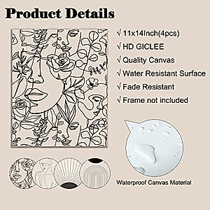 Minimalist Boho Wall Art Prints, Abstract Wall Art Black Beige Sunrise Women Line Wall Decor, Mid-Century Modern Art Print, Neutral Geometric Canvas Artwork Posters for Living Room, Bedroom, Bathroom, Gallery, Boho Room Decor -11"x14", Unframed (11x14 inc