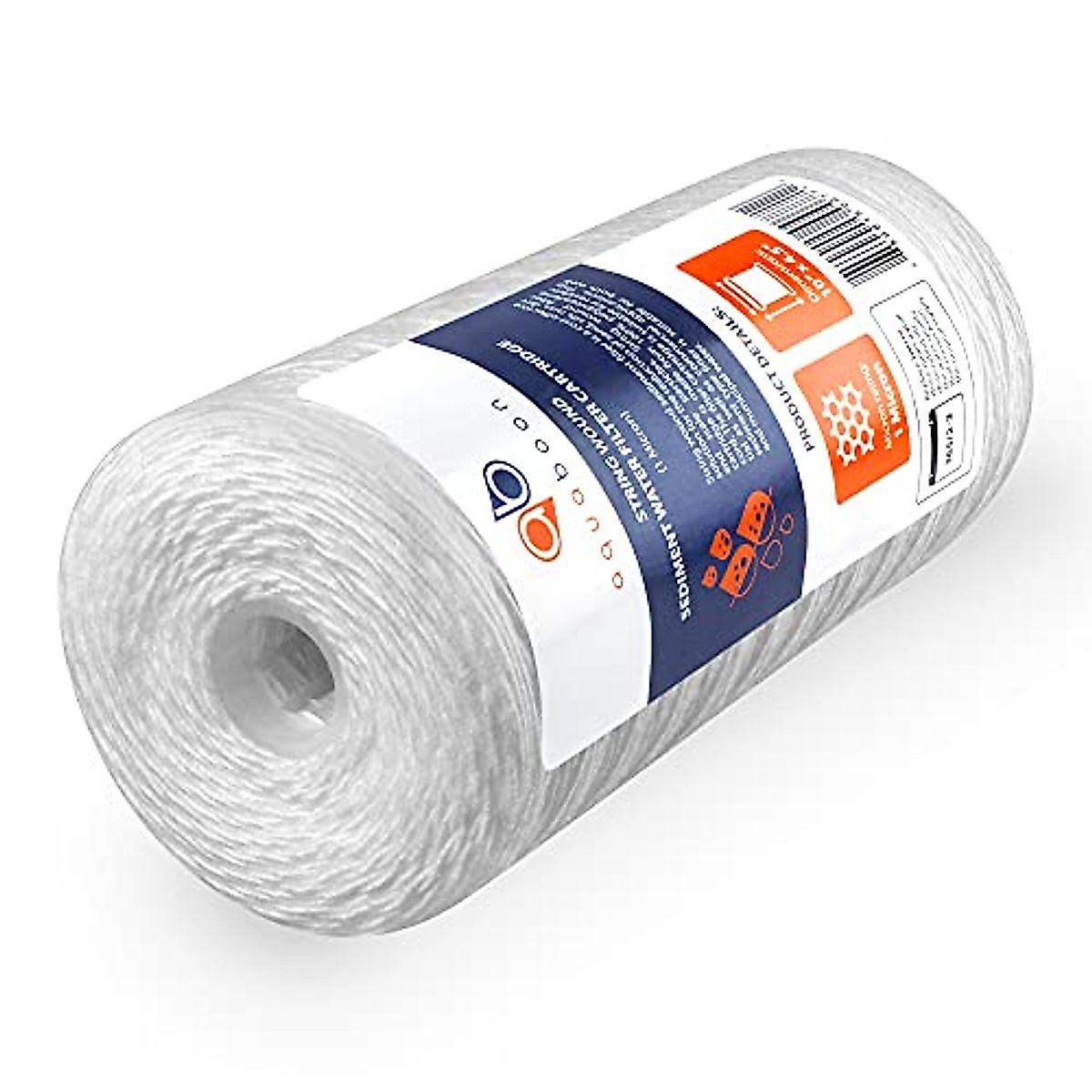 Aquaboon 2-Pack of 1 Micron 10" Sediment Water Filter Replacement Cartridge & Aquaboon 2-Pack String Wound Sediment Water Filter Cartridge | Universal Whole House 1 Micron 10 inch Cartridges
