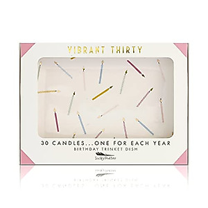 Happy 30th Birthday Gifts for Her - Ceramic Jewelry Dish with 30 Candles, One for Each Year - This Trinket Dish is sure to be a Treasured Gift for 30 Year Old Woman - 30th Birthday Gifts for Women