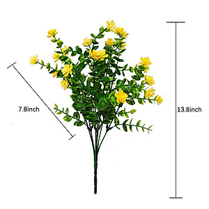 YXYQR Artificial Flowers Outdoor UV Resistant Fake Plastic Plants Outside Indoor Hanging Faux Greenery Shrubs Arrangement for Thanksgiving Vase Window Box Patio Home Decoration (Yellow)