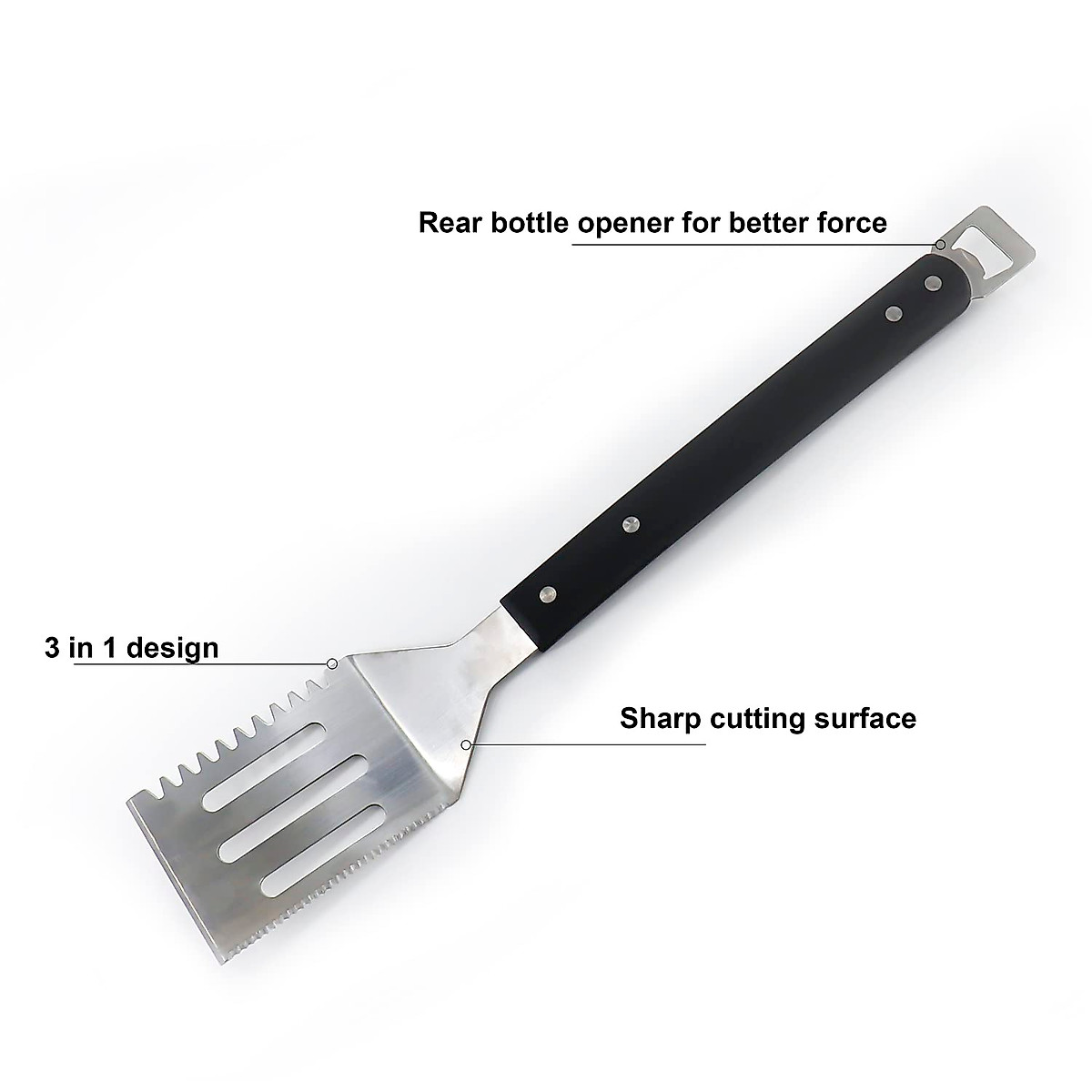 Grill Accessories Kit 3 Piece, Grill Fancy Griddle Accessories Tools Set, Stainless Steel with Plastic Handle Heat Resistant and No Melt, Great for Outdoor BBQ, Camping, Teppanyaki