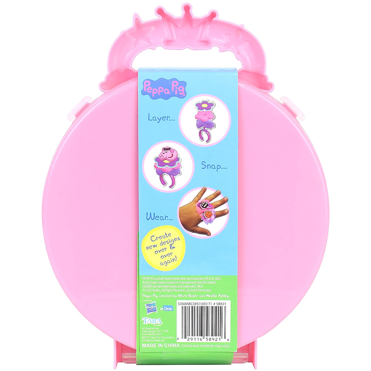 Tara Toys Peppa Pig Snap N' Wear Activity Rings Set, DIY Jewellery Kit for Kids, 3+ Years