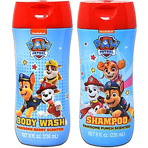 Paw Patrol Bathroom Set for Kids, Toddlers - 4 Pc Paw Patrol Bath Set Bundle with Paw Patrol Shampoo, Paw Patrol Body Wash, Paw Patrol Stickers, and More (Paw Patrol Bathroom Accessories)
