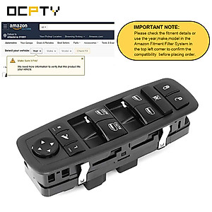 OCPTY Power Window Switch Driver Side Power Window Master Control Switch Fits 2012-2015 for Chrysler Town Country 2012-2015 for Dodge Grand Caravan 2013-2015 for Ram 1500 2500 Replace 68110867AB