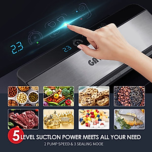 Vacuum Sealer Machine, ETL TESTED & CERTIFIED 95KPA Digital Display Food Sealer with Built-in Cutter and Bag Storage(Up to 20 Feet Length), With 2 Bag Rolls 11”x16’ &8”x16’, Both Auto&Manual Options