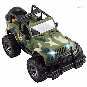 WolVolk Off-Road Military Fighter Car Toy - Friction Powered Toy Vehicle with Fun Lights & Sounds - 2 Doors Open - Great Gift for All Occasions for Kids Boys & Girl