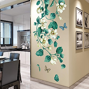 RW-6399 Giant Removable 3D Green Plant Flower Vines Wall Stickers DIY Home Wall Art Decor Wallpaper Wall Decals for Bedroom Nursery Girls Bedroom Living Room Decoration (Green)