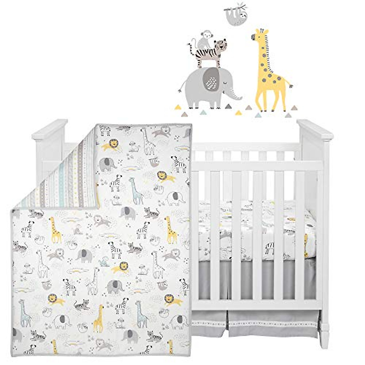 Lambs & Ivy Animal Jungle Cotton Jersey 4-Piece Crib Bedding Set - Multicolor