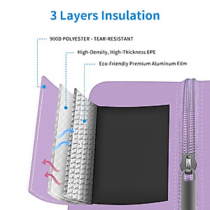 DALINDA Lunch Bag Lunch Box for Women Men Reusable Insulated Lunch Bags for Adults,Leakproof Cute Cooler Lunch Tote Bag, Large Capacity for Work Travel Picnic,Purple