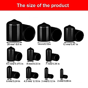 200PCS Rubber Caps Bolt Screw Cap Covers, Bolt Covers Caps Rubber End Caps Vacuum Caps, Bolt Screw Cover Rubber Nipple Cap Rubber Tip in 10 Sizes from 2/25 to 4/5" for Protecting Pipe Post Tubing Rod