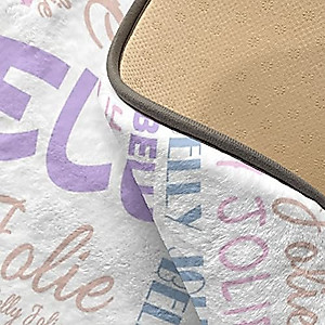 JOYXBUY Custom Rug Personalized Round Rugs with Name Text Super Soft Faux Rabbit Fur Circular Rugs for Boys Girls Room Bedroom Home Decor