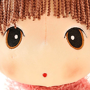 Plush Baby Doll Girl with Clothes, 17.7 Sweetheart Rag Doll Cozy Cuddle Soft Baby Doll for Kids Babies,Plush Stuffed Toy with Hat Skirt Plush Toy Baby Girls Sleeping Partner Doll Xmas Birthday Gift