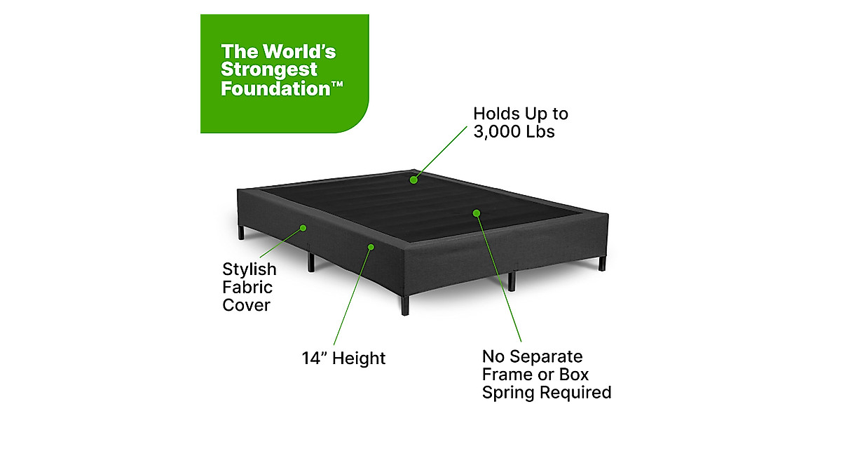 GhostBed Metal Platform Bed Frame with Headboard - Queen Size
