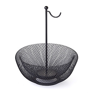 Nifty Banana Hook Mesh Fruit Bowl – Black Powder Coated Design, Double Walled Basket, Modern Kitchen Counter Organizer, Decorative Home Storage Holder