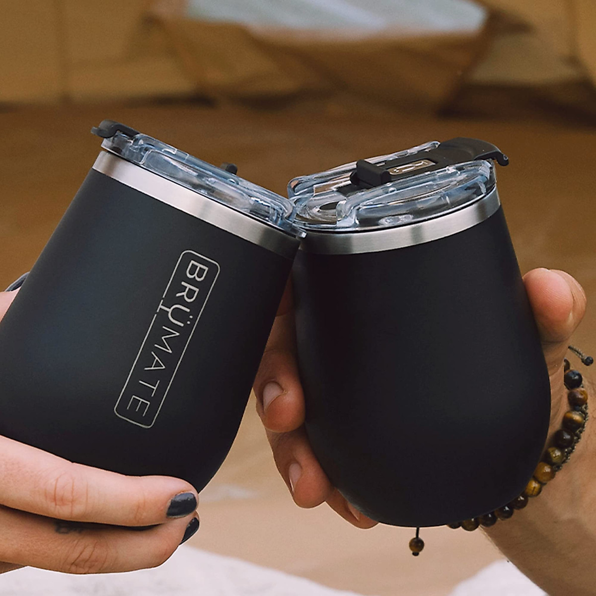 BrüMate Uncork'd XL MÜV - 100% Leak-Proof 14oz Insulated Wine Tumbler with Lid - Vacuum Insulated Stainless Steel Wine Glass - Perfect For Travel & Outdoors (Carrara)