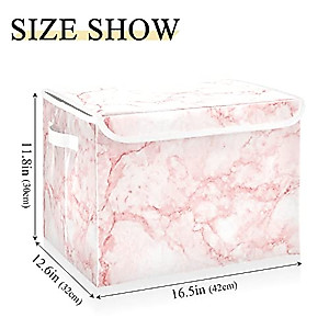 xigua Marble Storage Bins with Lids Foldable Large Cube Storage Boxes with Handles for Home Bedroom Closet Office (16.5x12.6x11.8 in)#12