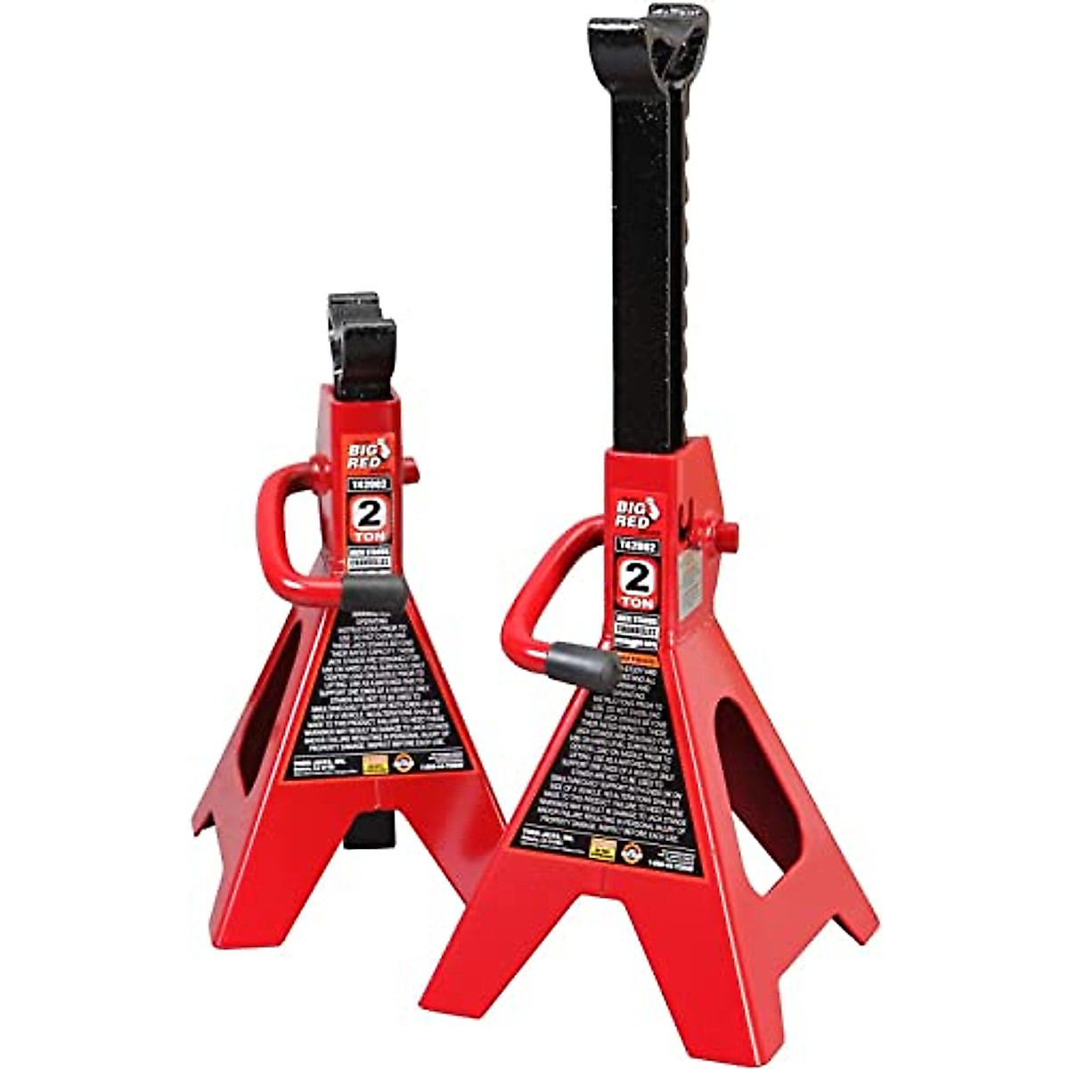 BIG RED AT42002R Torin Steel Car Jack Stands: 2 Ton (4,000 lb) Capacity, Red, 1 Pair