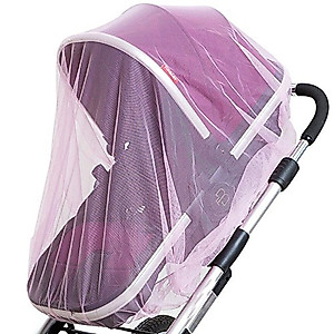 Baby Stroller Mosquito Bug Net Insect Netting Cover 59" Large Size for Pram, Buggy, Infant Carriers, Car Seats, Cradles, Cribs, Bassinets, Playpens, Baby Stroller Bed Full Mesh Cover (Pink)