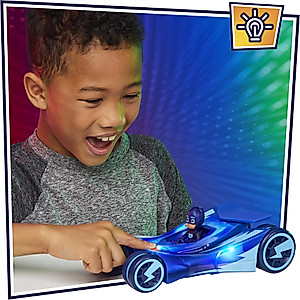 PJ Masks Glow & Go Cat-Car Preschool Toy Vehicle, Catboy Car Light Up Racer with Catboy Action Figure for Kids Ages 3 and Up
