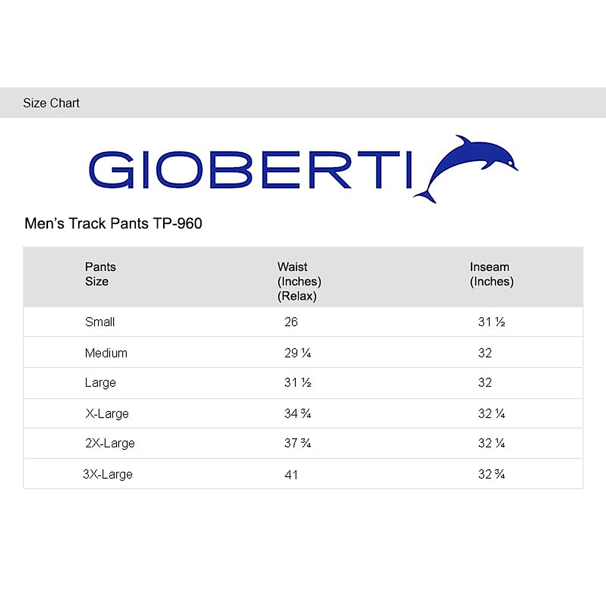 Gioberti Mens Athletic Track Pants, Black Charcoal, Large