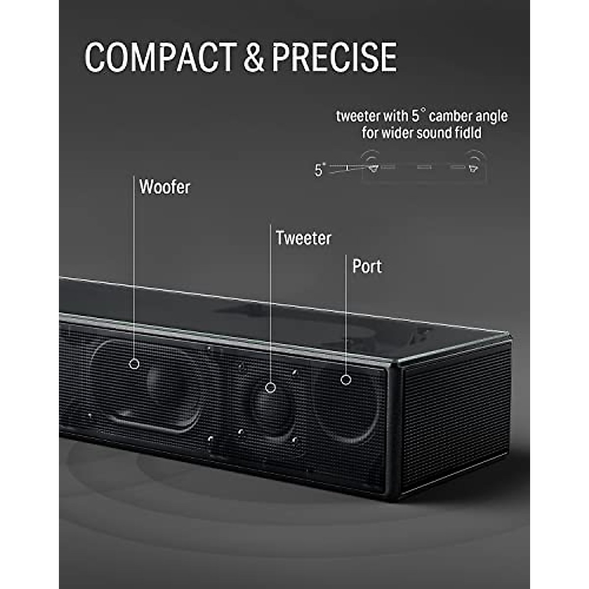 Donner Soundbars for TV, Dolby Atmos Surround Sound Home Audio Speakers with Bluetooth 5.3 and Equalizer Editor, TV HDMI Input, Stereo Home Theater with Built-in Woofers, DHT-S300