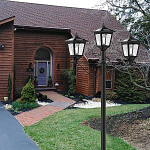 72" Solar Lamp Post Lights, Triple-Head Street Vintage Outdoor Post Light for Garden, Lawn, Planter Not Included