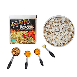 Campfire Popcorn Popper With Kit - The Original Whirley Pop Open Fire Outdoor Popper, Wabash Valley Farms Camping Popcorn Popper, Campfire Popcorn Maker With One Outdoor Popcorn Popping Kit (Aluminum)
