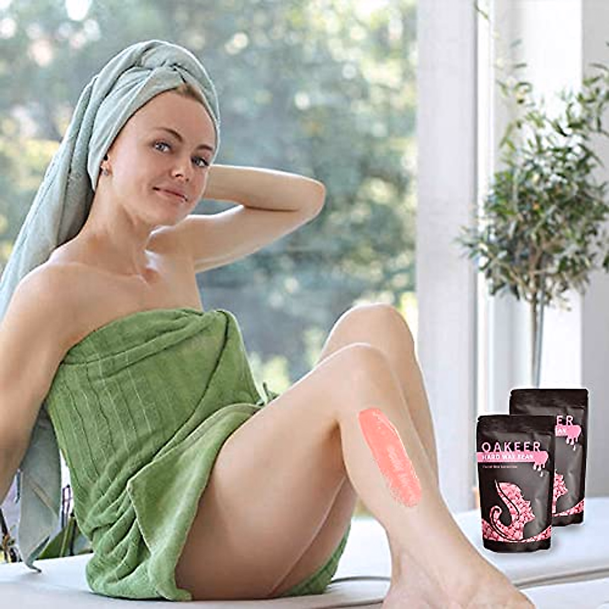 Oakeer 1.1 lb Hard Wax Beans Hair Removal Wax at Home Waxing Hair Removal Wax Beads 5 Bags(Rose）