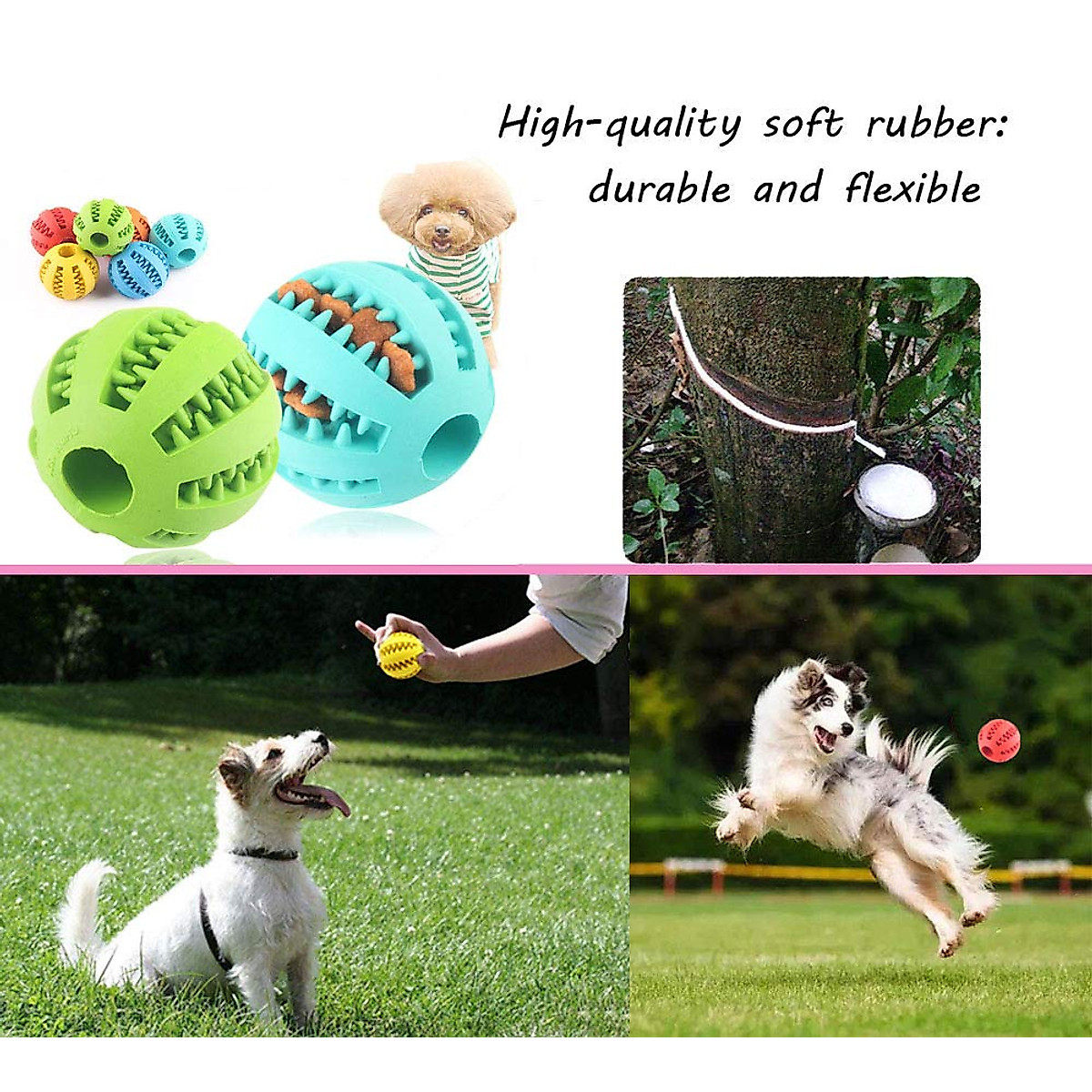 Sunglow 2 Pack Dog Toy Ball，Nontoxic Bite Resistant Teething Toys Balls for Small/Medium/Large Dog and Puppy Cat, Dog Pet Food Treat Feeder Chew Tooth Cleaning Ball Exercise Game IQ Training Ball