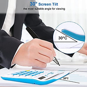 Calculators Desktop, Two Way Power Battery and Solar Desk Calculator, Big Buttons Easy to Press Used as Office Calculators for Desk, 12 Digit Adding Machine Calculators Large LCD Display(Blue)