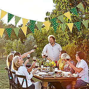 Green Gold Party Decorations, Hanging Glitter Paper Triangle Flag Pennant Banner for St. Patrick's Day Graduation Carnival Bachelorette Engagement Wedding Birthday Baby Bridal Shower 24.6Ft