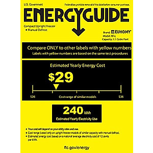 EUHOMY Mini Freezer Countertop,1.1 Cubic Feet, Single DoorCompact Upright Freezer with Reversible Stainless Steel Door, Removable Shelves, Small freezer for Home/Dorms/Apartment/Office(Silver)